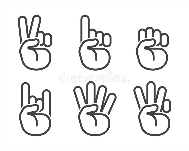Hand Gestures Linear Icon Set. Hand Geometric Style Icon Stock Vector ...