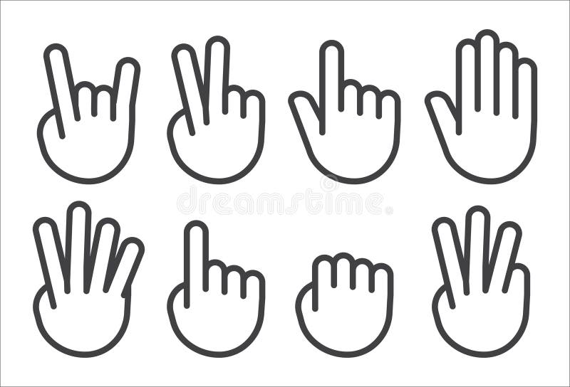 Hand Gestures Linear Icon Set. Hand Geometric Style Icon Stock Vector ...