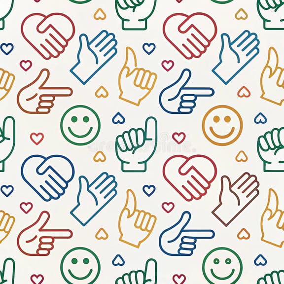 Hand Gestures Pattern Background Stock Illustration - Illustration of ...