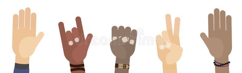 Hand Gestures of People of Different Races - Vector Stock Vector ...