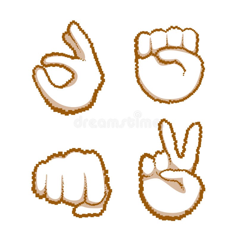 Hand Gestures Set People Emotion Icon Collection Stock Vector ...