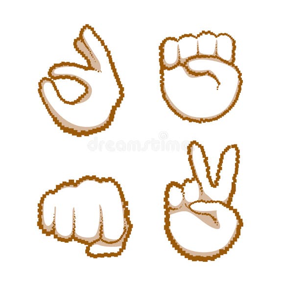 Hand Gestures Set People Emotion Icon Collection Stock Vector ...