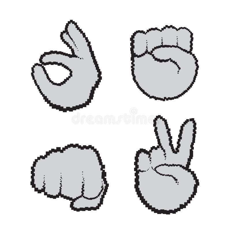 Hand Gestures Set People Emotion Icon Collection Stock Vector ...