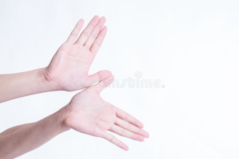 Hand Gestures Such As Flying Birds on a White Background. Stock Image ...