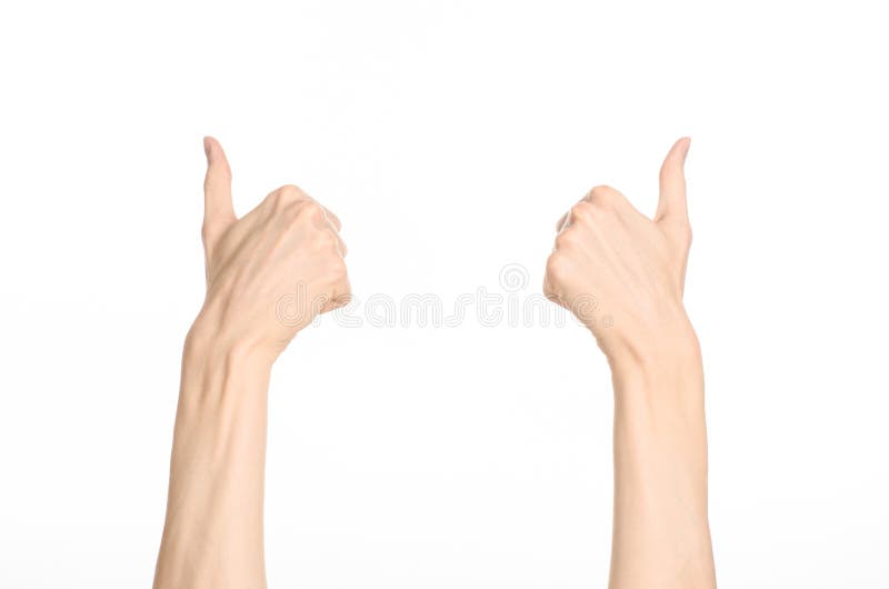 Hand Gestures Theme: The Human Hand Shows Gestures Isolated On White ...