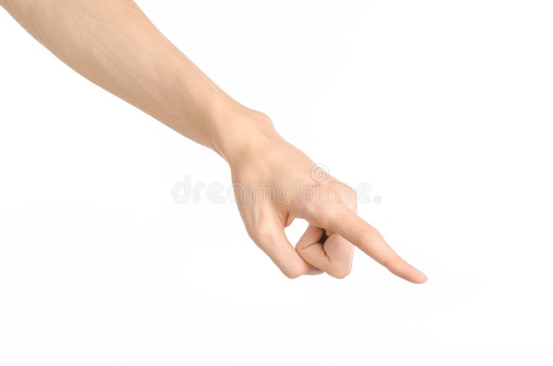 Hand Gestures Theme: the Human Hand Shows Gestures Isolated on White ...
