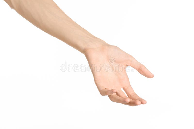 Hand Gestures Theme: the Human Hand Shows Gestures Isolated on White ...