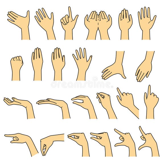 Hand Gestures 01, Vector File Set Stock Vector - Illustration of ...