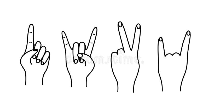 Hand Gestures, Vector Illustration Set of Icons Stock Vector ...