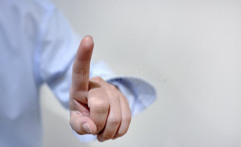 Hand Gesturing Raise Finger Pointing or Touching an Imaginary Virtual ...