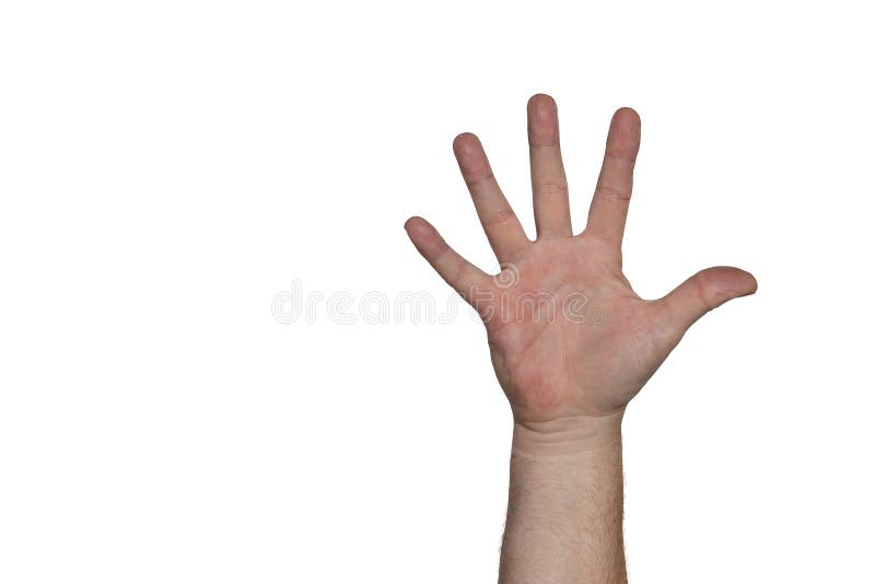 Hand Gesturing with Spread Fingers on White Background Stock Image ...