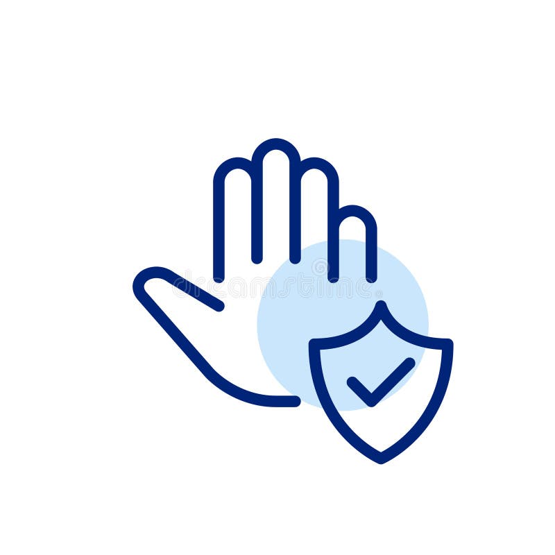 Hand Gesturing Stop and Protection Shield with Check Mark. Pixel ...