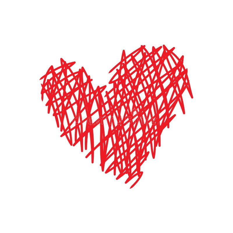 Hand-getekend Rood Hart Van Doodle Cirkel Vector Illustratie ...