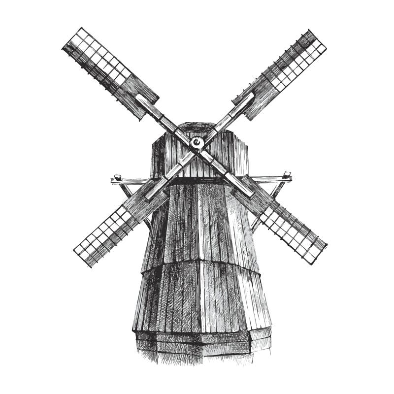 Molen, Windmolenembleem of Etiket Bloem, Bakkerijpictogram Vector ...