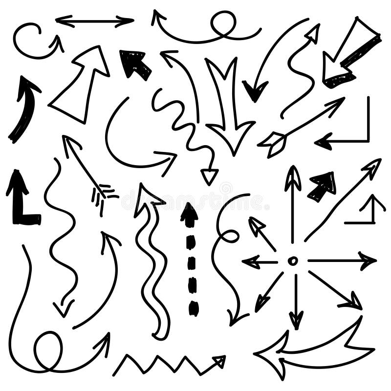 Schets Pijlen Symbolen Voor De Richting Van De Zwarte Pijl Kribble Way ...