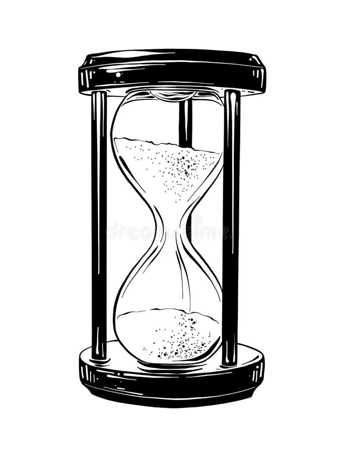 De Inktschets Van Een Zandloper Met Wit Vult Vector Illustratie ...