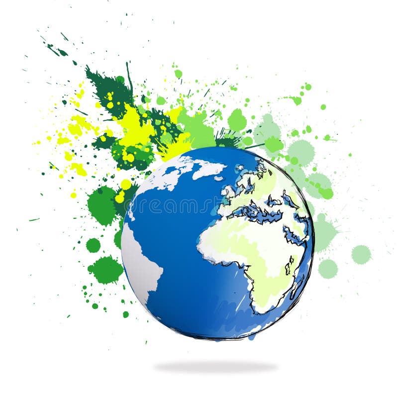 Hand gezeichnet der Erde stock abbildung. Illustration von geographie ...