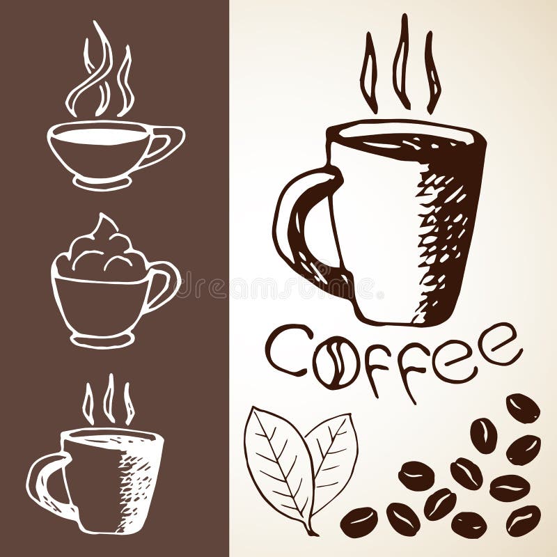 Hand Gezeichnete Kaffee-Skizzen Vektor Abbildung - Illustration von ...