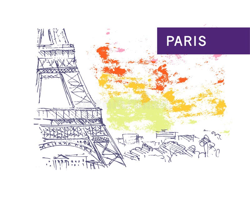 Hand Gezeichnete Paris-Stadtansichtskizze Vektor Abbildung ...