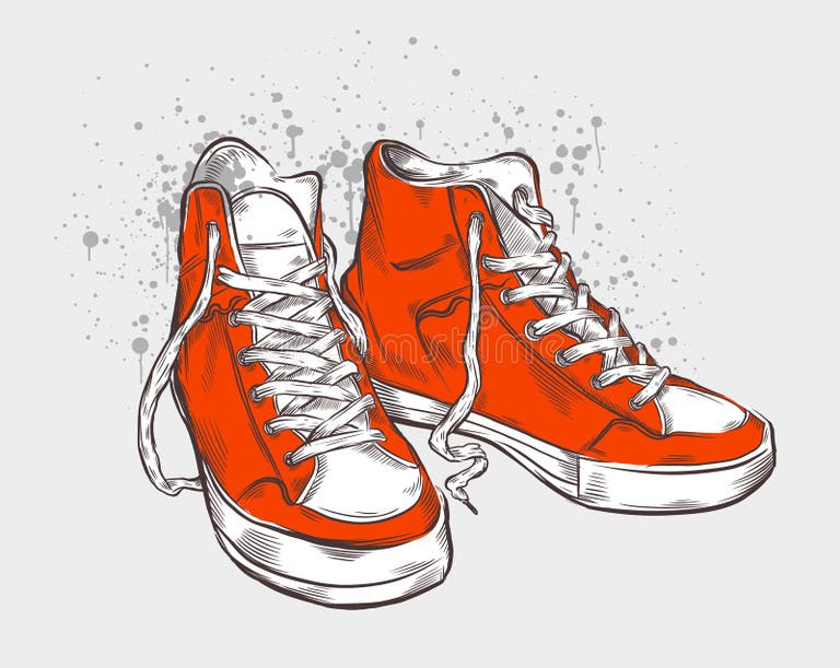 Hand Gezeichnete Turnschuhe Vektor Abbildung - Illustration von hopfen ...
