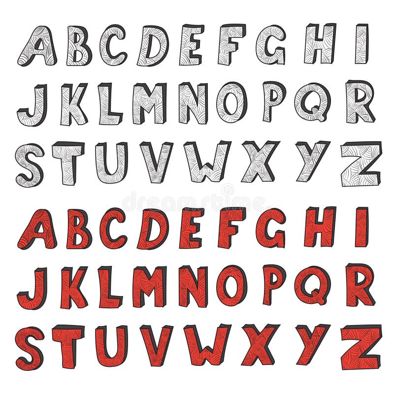 Hand Gezeichnete Vektor ABC-Buchstaben Vektor Abbildung - Illustration ...