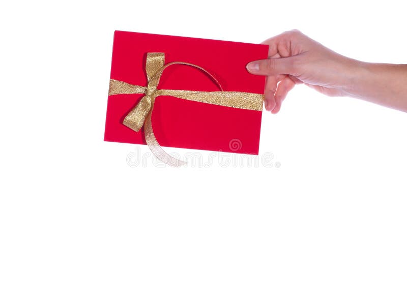 Hand Holding Gift Card Isolated Over White Stock Photo - Image of ...