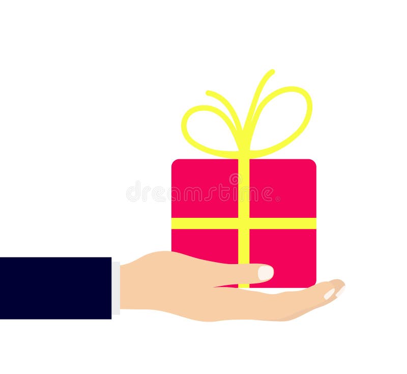 Hand with gift stock vector. Illustration of ribbon - 200602246