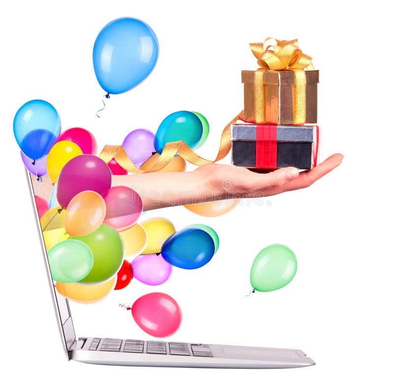 Hand Gift Come Out Screen Laptop Stock Photos - Free & Royalty-Free ...