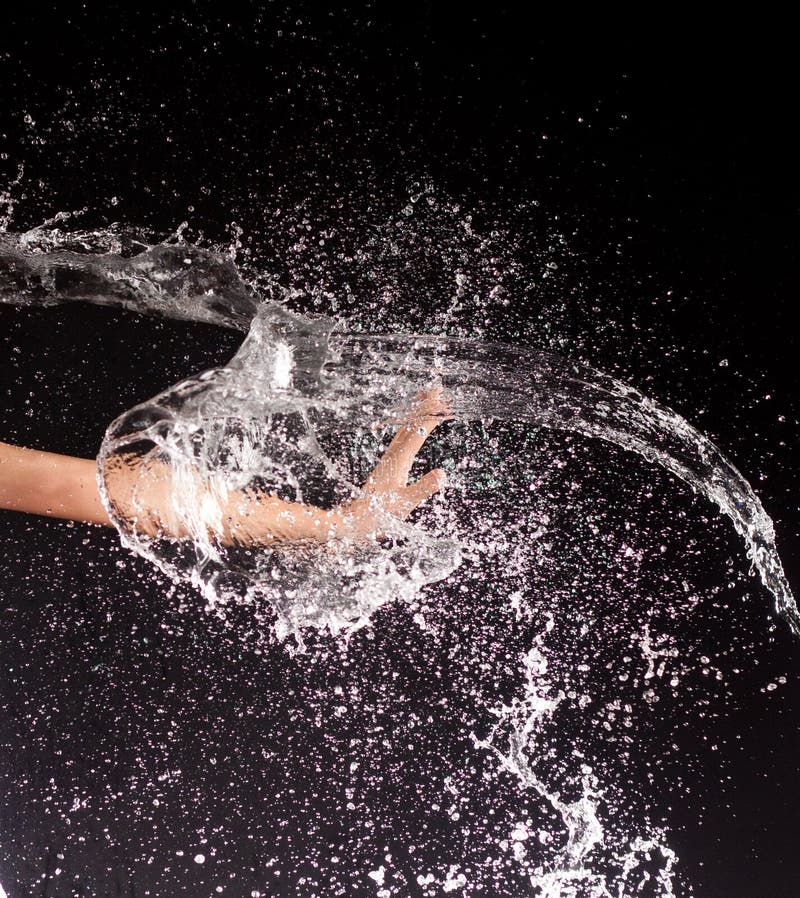 Hand Girl Resists Flow, Water Jet Stock Image - Image of stream, power ...