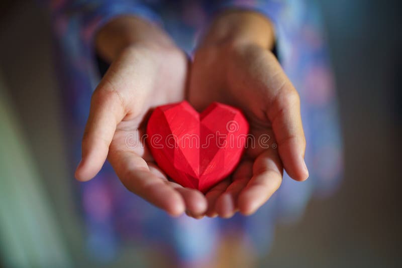 Hand Give Red Heart for Love Stock Image - Image of child, giving ...
