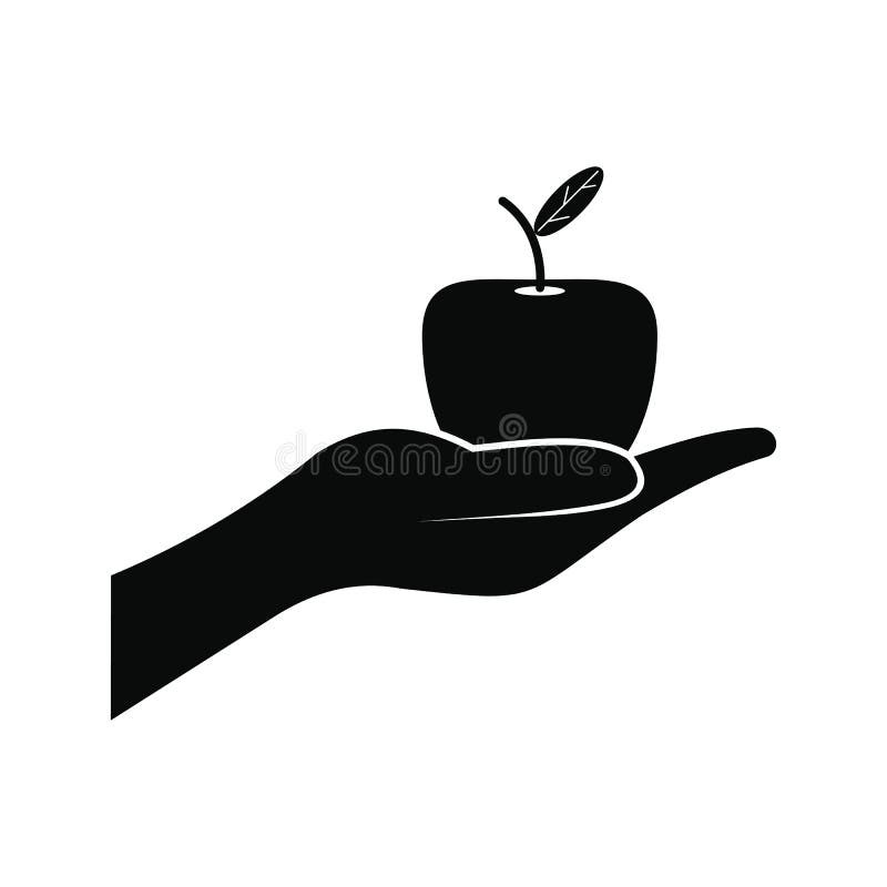 A hand giving apple icon stock vector. Illustration of food - 79720491