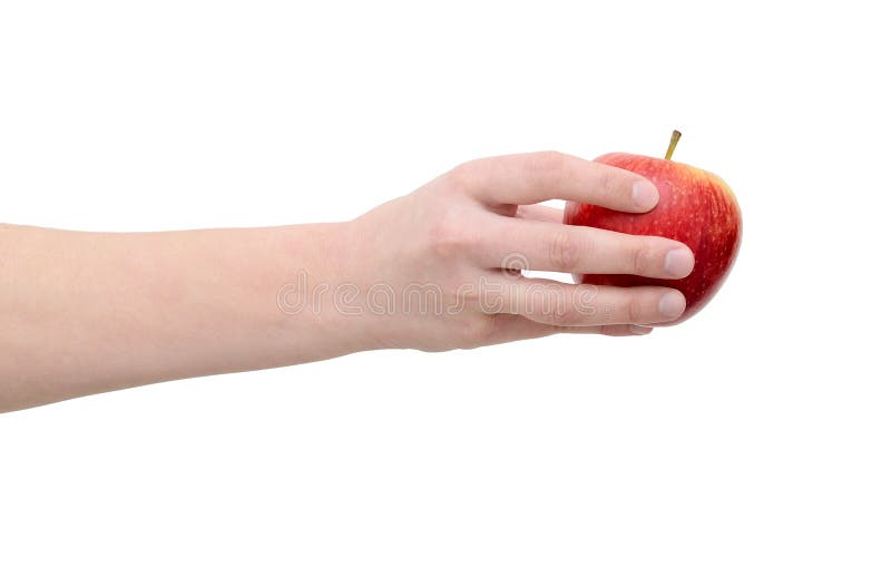 Hand Giving Apple Isolated on a White Background Stock Photo - Image of ...