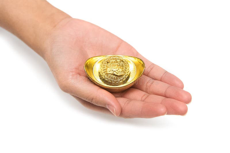 Hand Giving Chinese Gold Ingots Stock Photo - Image of cash, giving ...