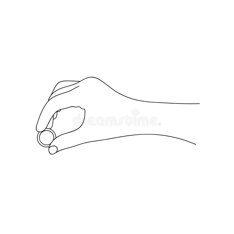Hand Giving a Coin. Line Drawing. Vector Illustration Stock Vector ...