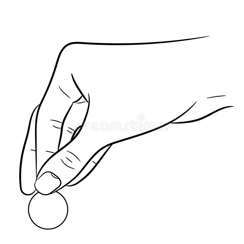 Hand, Giving and Taking Coin Monochrome Illustration Stock Illustration ...