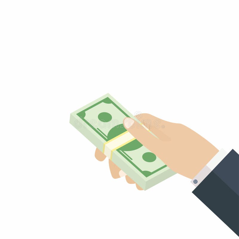 Hand Giving Dollars Stack. Payment, Transaction, Earnings Stock Vector ...