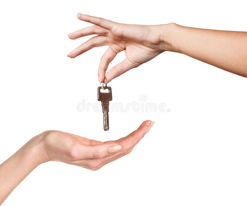 Hand Giving a Key Young Couple Stock Image - Image of giving, palm ...