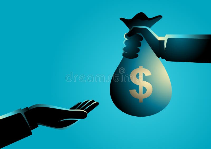 Hand Giving Money Bag To Another Hand Stock Vector - Illustration of ...