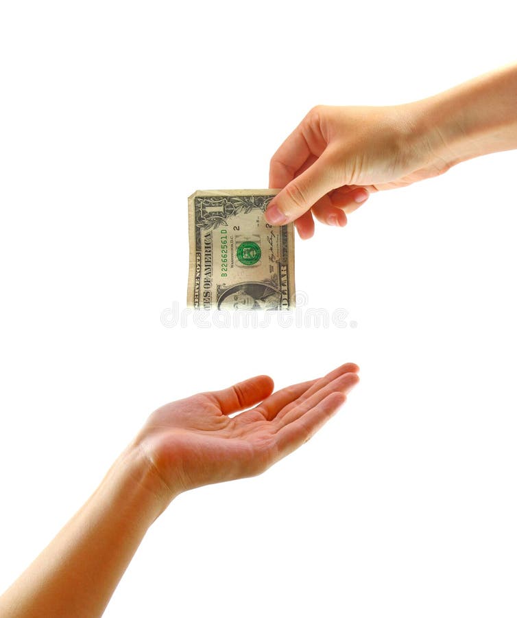 Hand Giving Money To Other Hand Isolated Stock Photo - Image of money ...