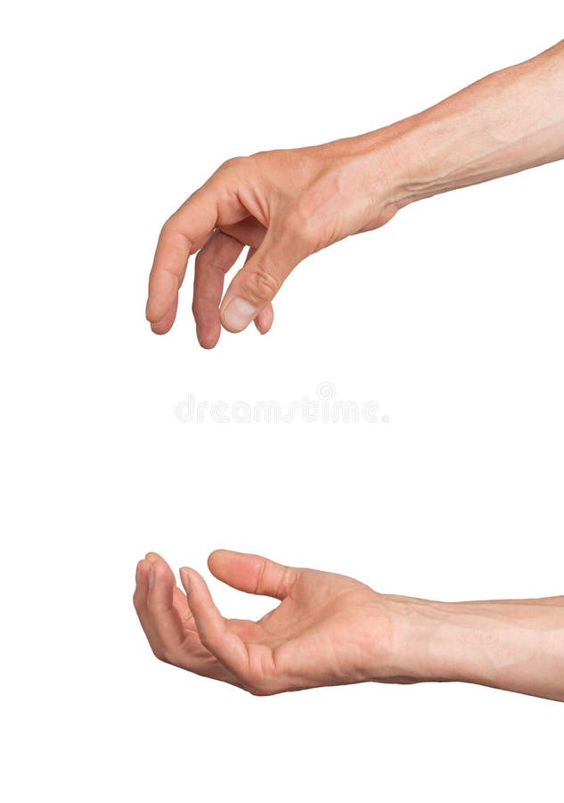 Hand Giving, and Palm Fingers Taking and Getting Isolated on White ...