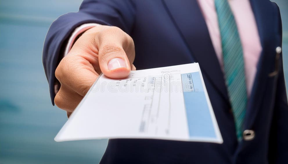 Hand Giving Paycheck, Check, Cheque Stock Illustration - Illustration ...