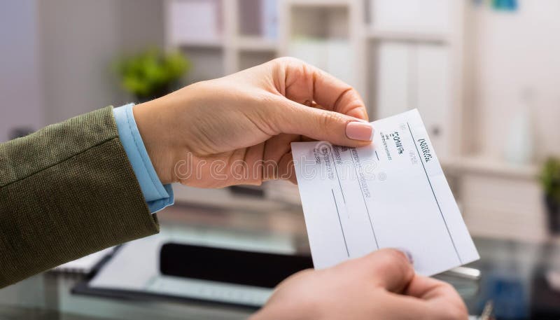 Hand Giving Paycheck, Check, Cheque Stock Illustration - Illustration ...