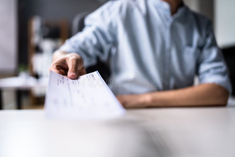 Hand Giving Payment Check stock image. Image of bank - 228376443