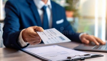 Hand Giving Payroll Cheque. Paycheck Stock Illustration - Illustration ...