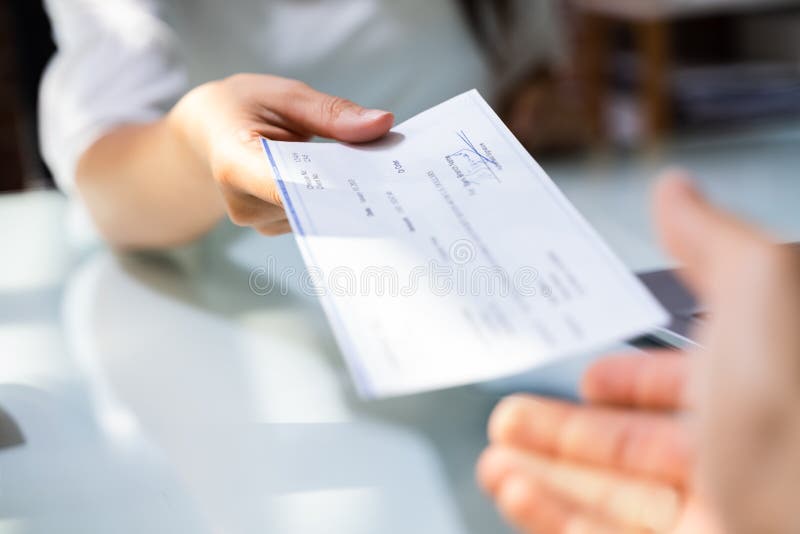 Hand Giving Payroll Compensation Paycheck Stock Image - Image of offer ...