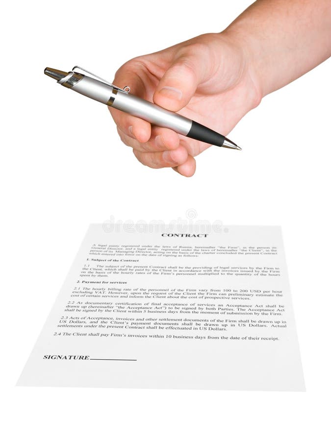 Hand Giving Pen and Contract Stock Image - Image of contract, isolated ...