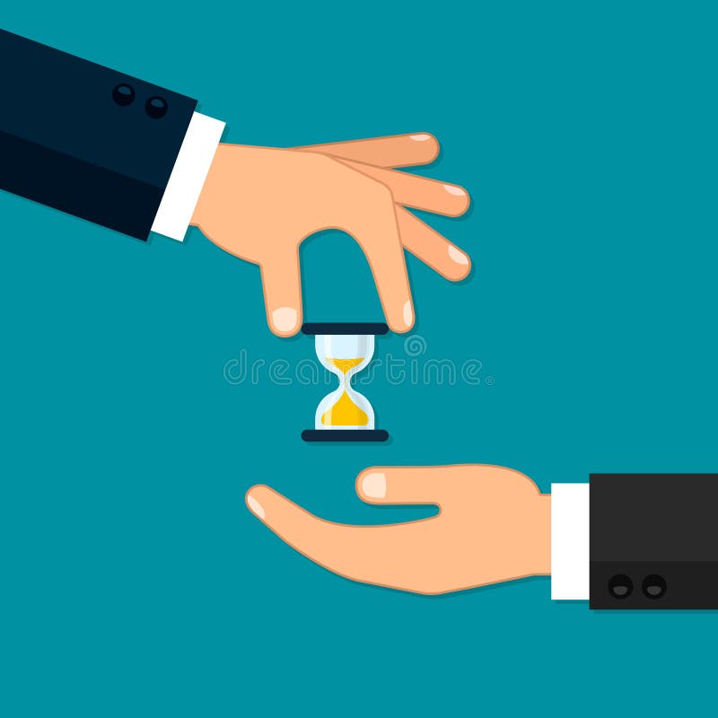 Hand Giving the Sand Clock Illustration. Vector Isolated Time Economy ...