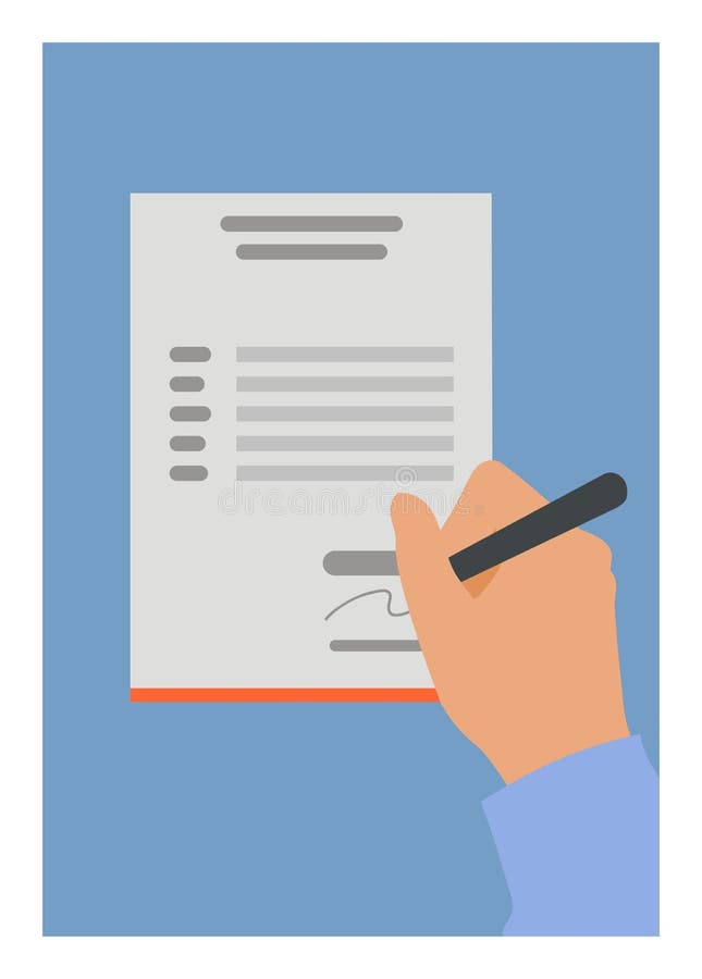 Hand Giving Signature on a Form Paper. Simple Flat Illustration Stock ...