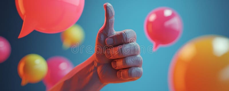 Hand Giving Thumbs Up Surrounded by Colorful Speech Bubbles ...