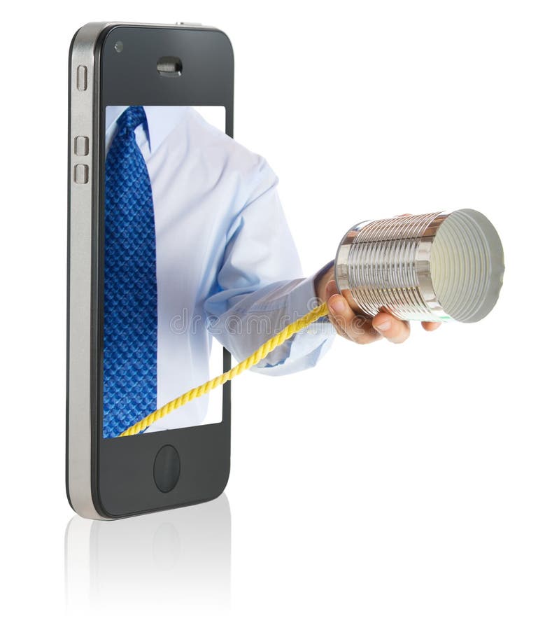 A Hand Giving a Tin Can Phone Stock Photo - Image of blue, phone: 15833476